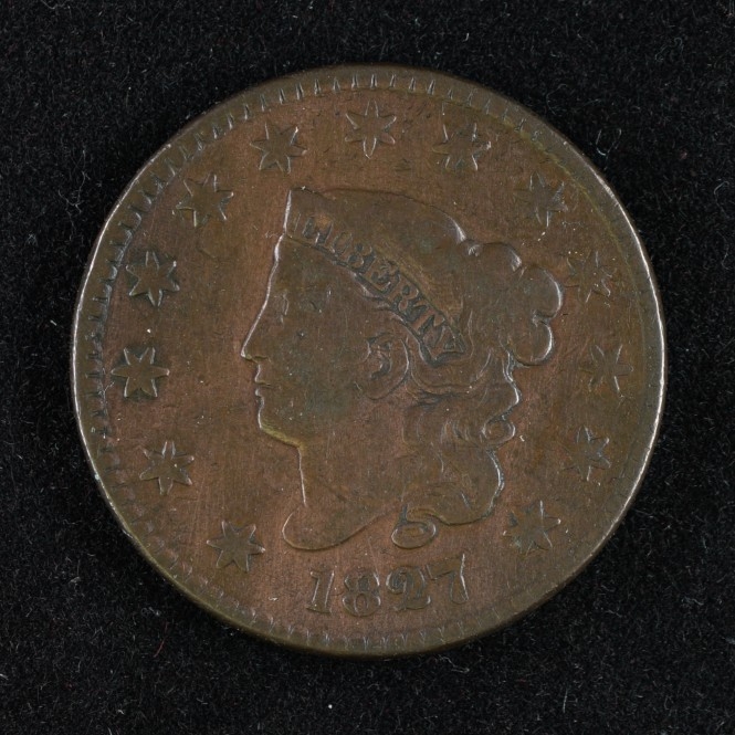 1827 1C Liberty Head Large Cent - VG