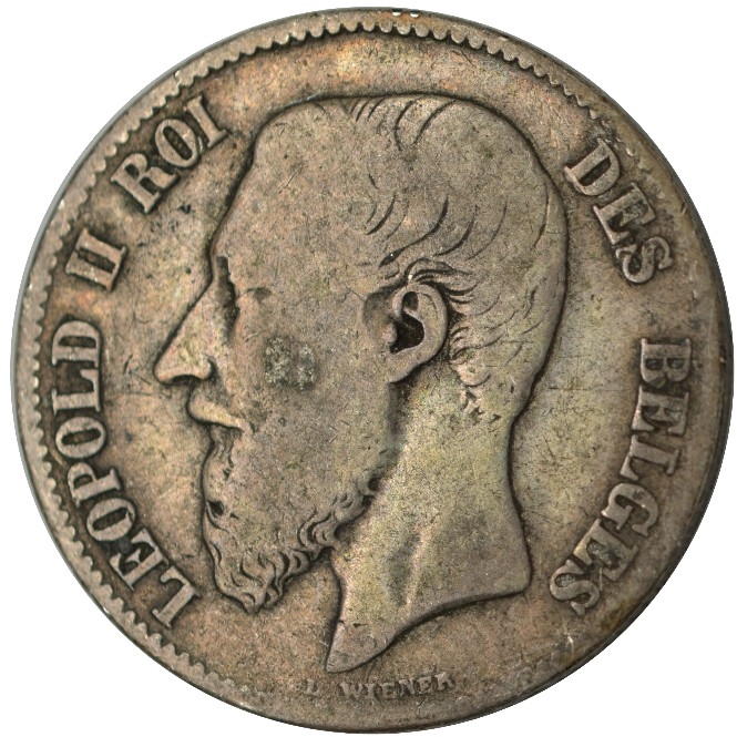 1867 Belgium 2 Francs - Léopold II (French legend; Silver)