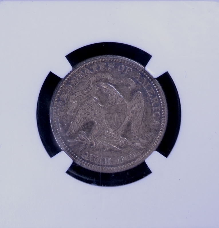 1873 25C Seated Liberty Quarter Arrows NGC & CAC AU 55 3519131-009