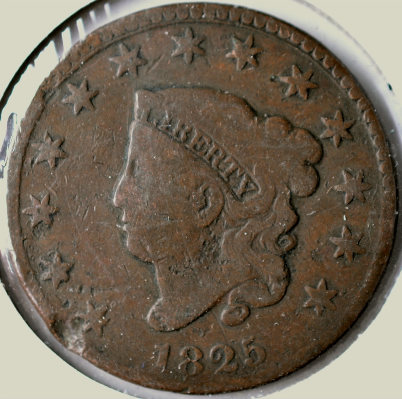 1825 1C Coronet Head Large Cent - VG ROUGH