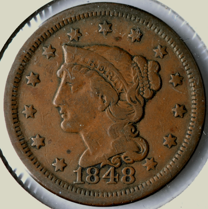 1848 Liberty Head Large Cent - VF+