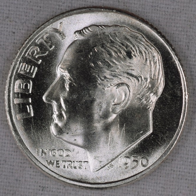 1950-S U.S. 10¢ - Roosevelt Silver Dime - CH BU