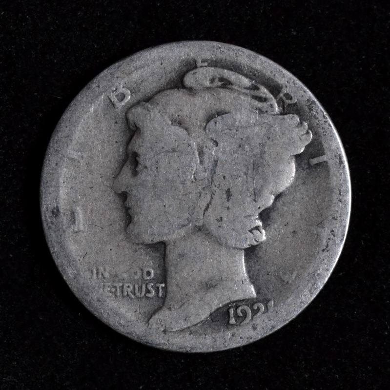 1921 Winged Liberty Head or "Mercury" Dime - About Good