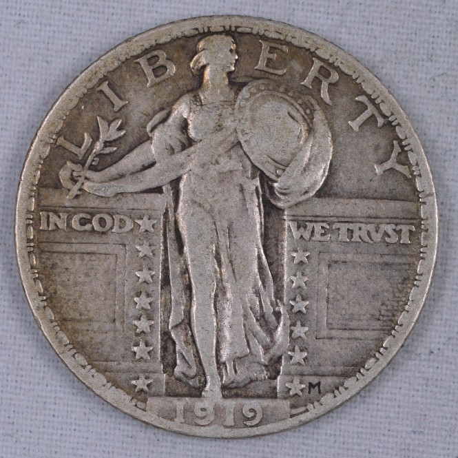1919 U.S. 25¢ - Standing Liberty Silver Quarter - EF