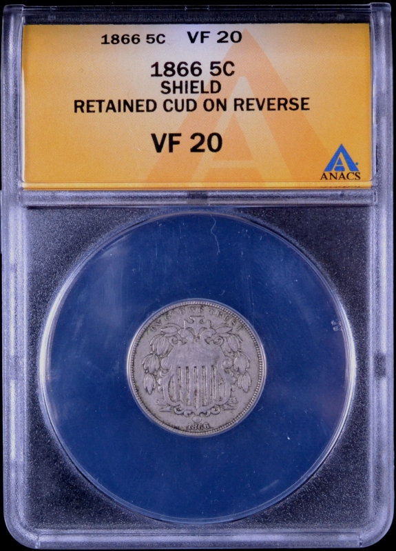 ERROR 1866 5C Shield Nickel ANACS VF 20 5315090