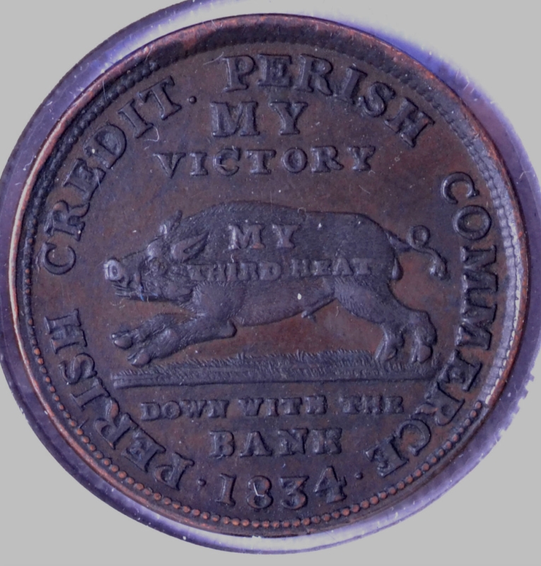 1834 Running Boar Hard Times Token HT-9