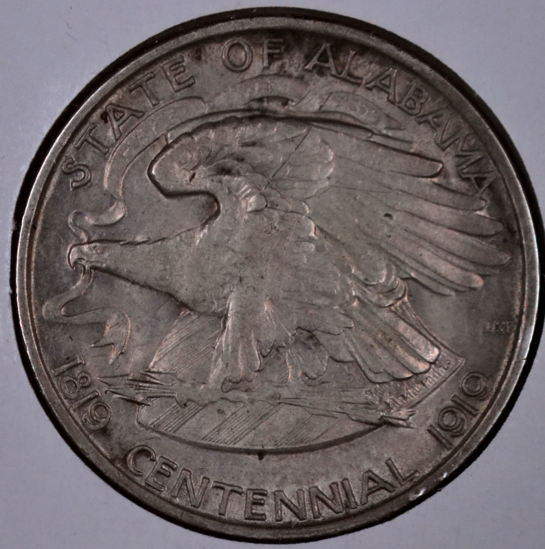 1921 50C Alabama Commemorative Half Dollar - About Uncirculated Cleaned