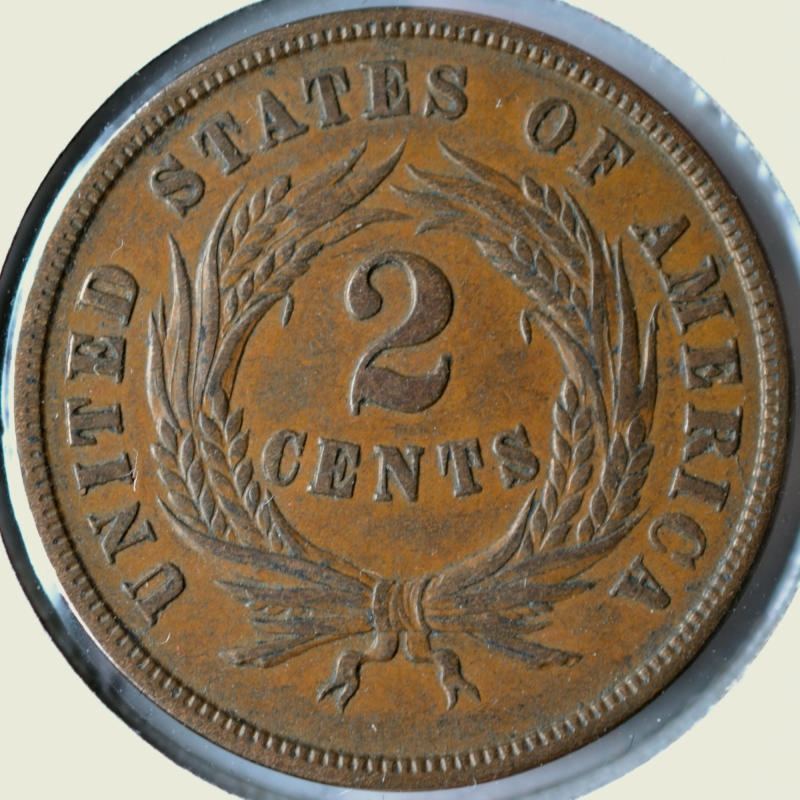 1865 2C Two-Cent Piece - About Uncirculated Plus