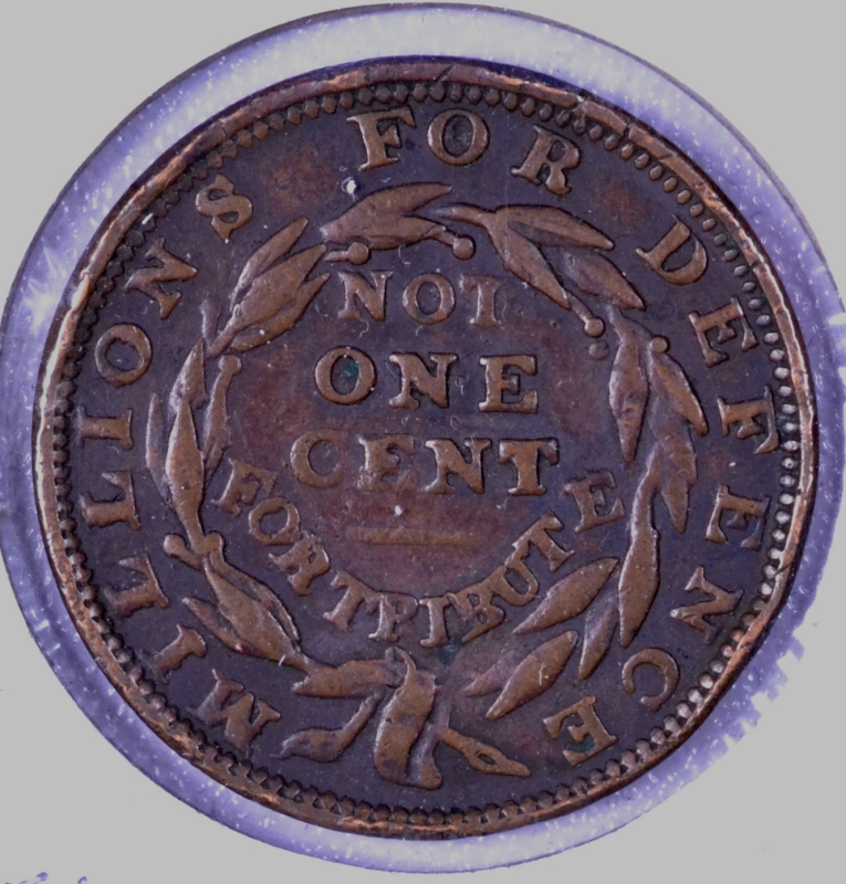 1837 "Not One Cent" Hard Times Token HT-51