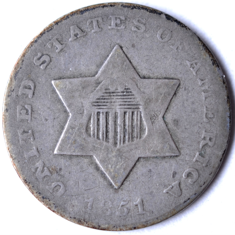 1851-O 3C Silver Three-Cent Piece - Fine Plus