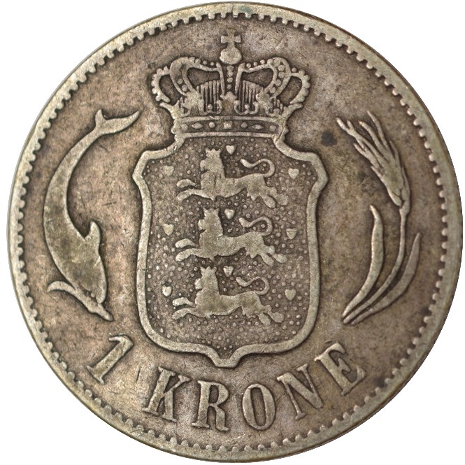 1876-HC CS Denmark 1 Krone - Christian IX