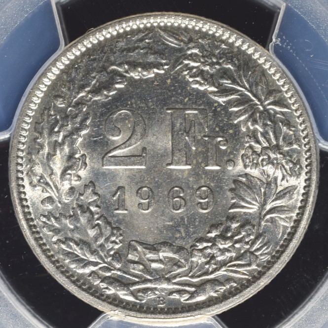 1969-B Switzerland 2 Francs - PCGS MS66