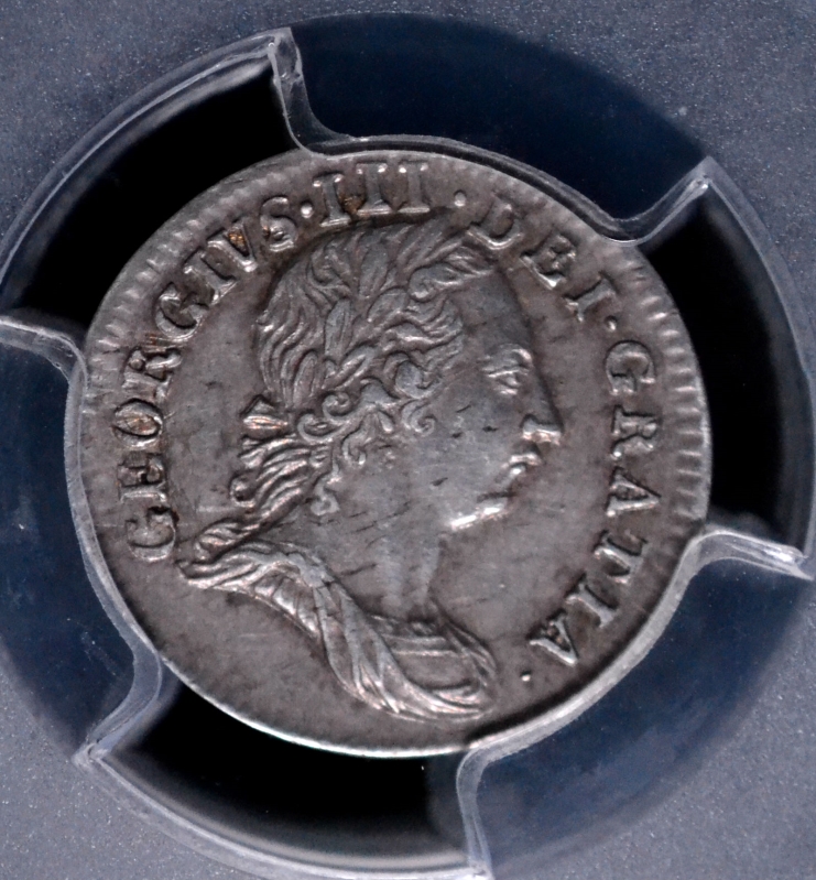 1763 Great Britain 3 Pence - George III - PCGS AU58