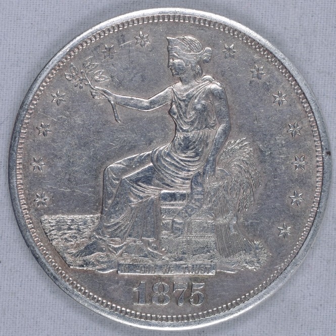 1875-S U.S. $1 - Silver Trade Dollar - AU