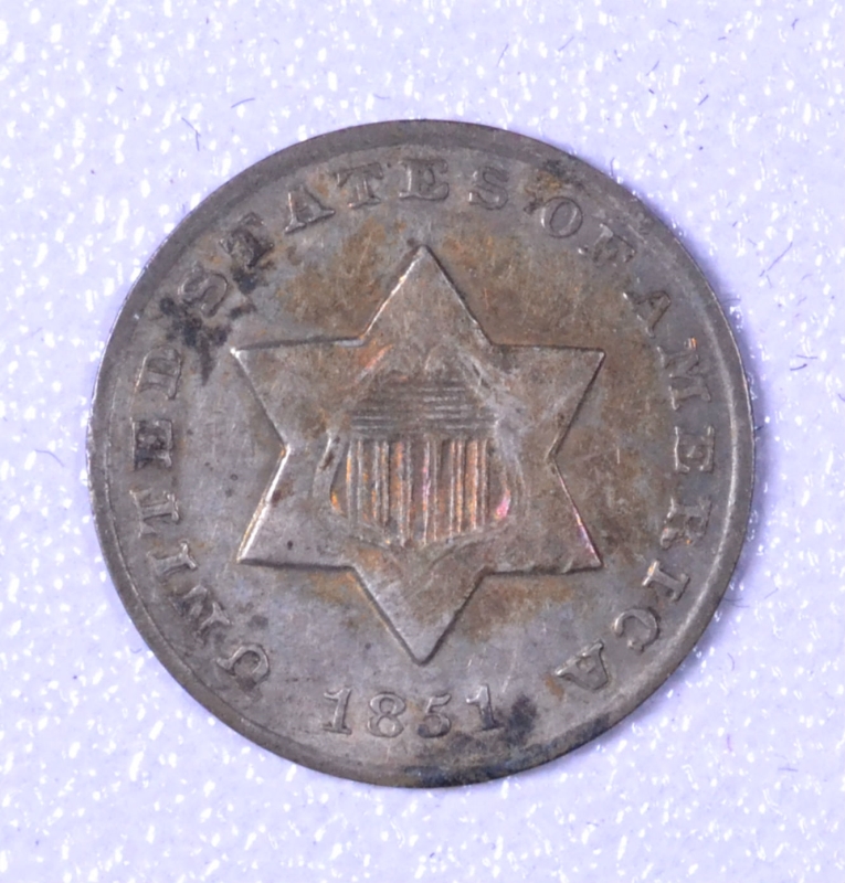 1851-O 3C Silver Three-Cent Piece - EF