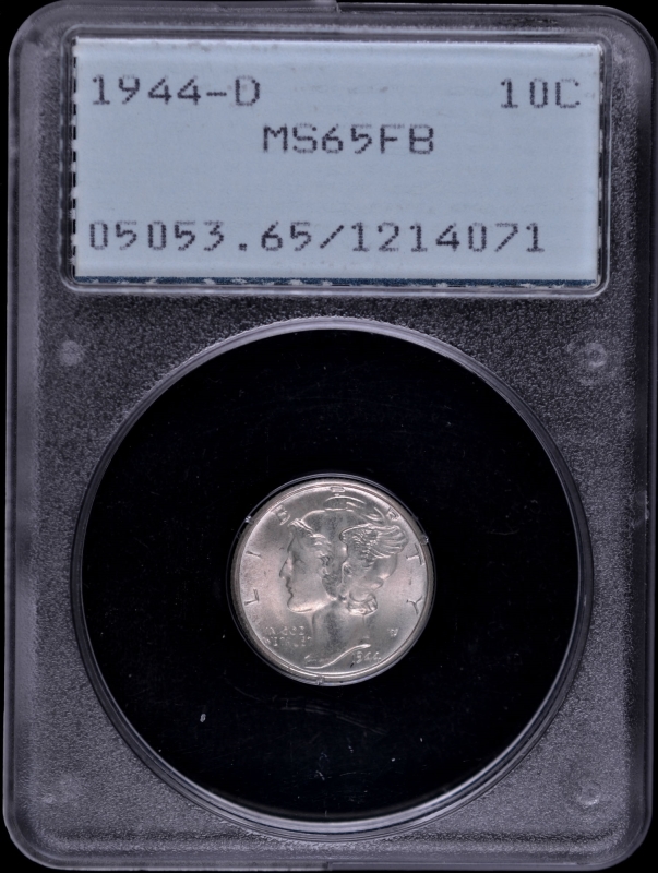 1944-D 10C Mercury Dime - PCGS MS65FB 1214071 Rattler