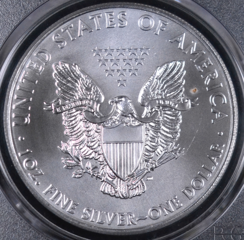 2011 $1 American Silver Eagle Mint Error Minor Strike Through - PCGS MS68