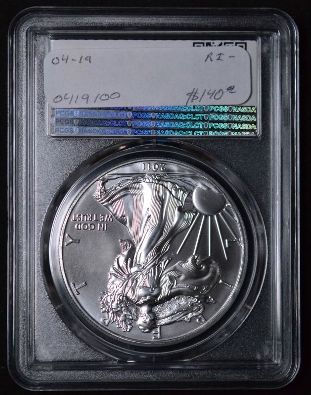 2011 $1 American Silver Eagle Mint Error Minor Strike Through - PCGS MS68