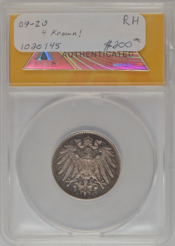 1893-A Germany 1 Mark - Wilhelm II (Small Shield) - ANACS PF62CAM