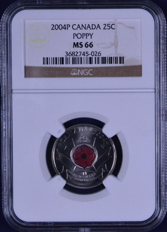 2004P Canada Poppy Quarter - NGC MS 66