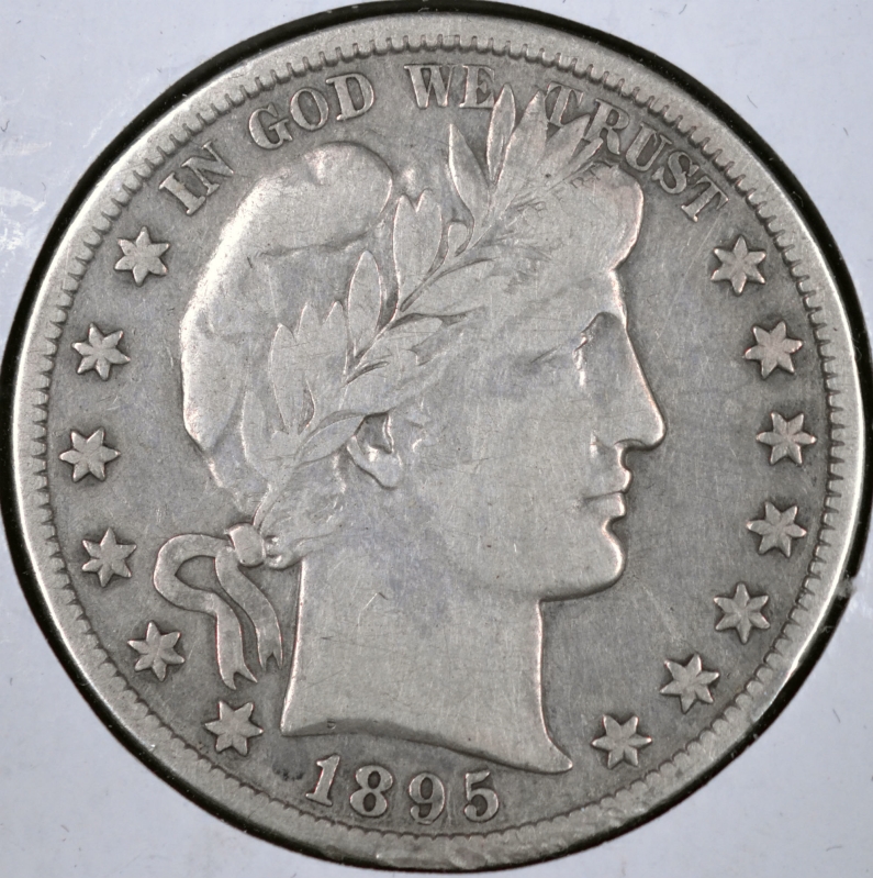1895-O 50C Barber Half Dollar - Fine Plus, Cleaned