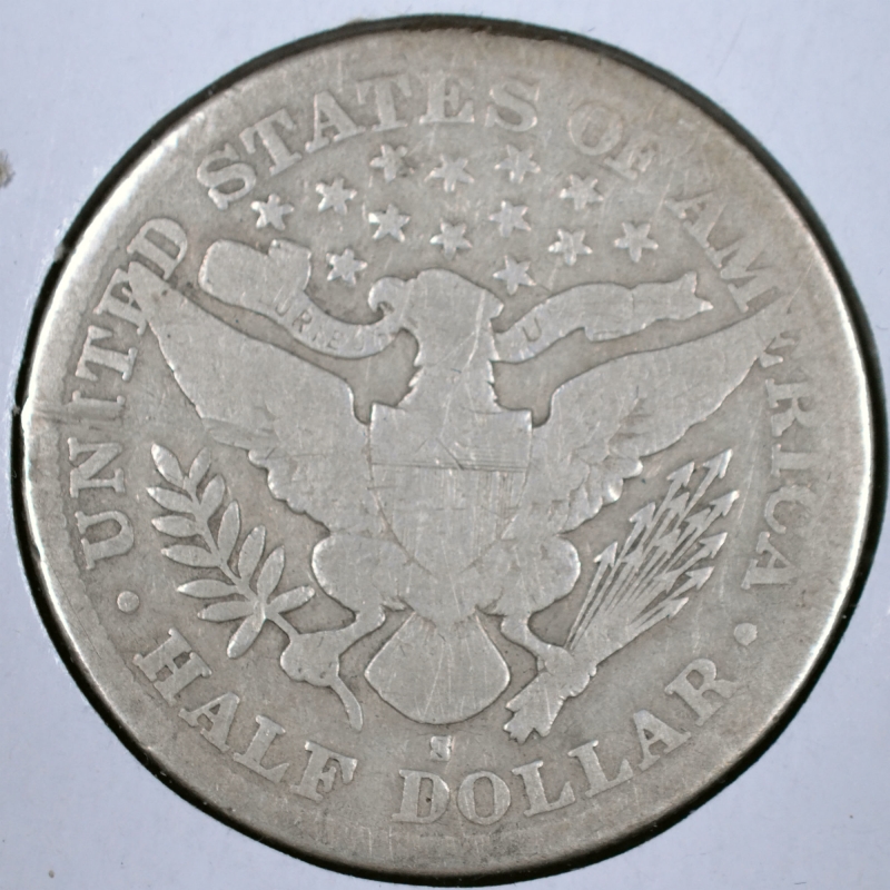 1896-S 50C Barber Half Dollar - Very Good Scratch