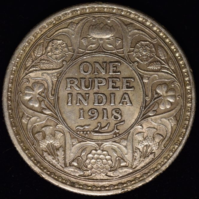 1918 India 1 Rupee - KM# 524