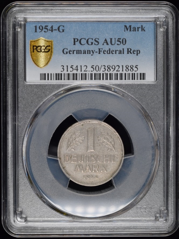 1954-G Germany 1 Deutsche Mark - PCGS AU50