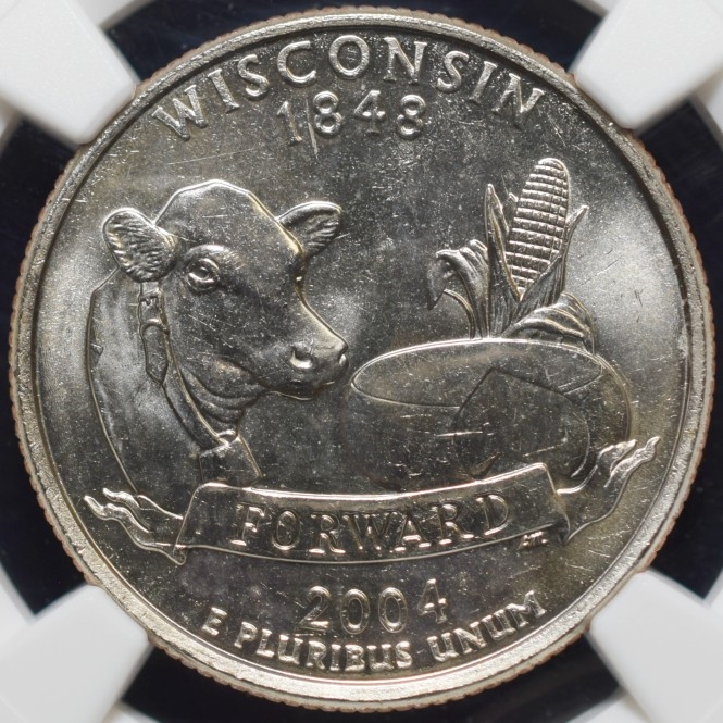 2004-D 25C Wisconsin Quarter Error - NGC MS66