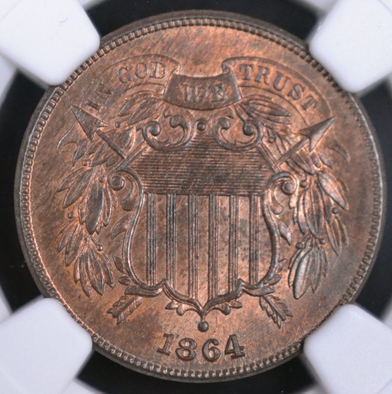 1864 2C Two-Cent Piece Large Motto NGC MS 65 RB 4626469-002