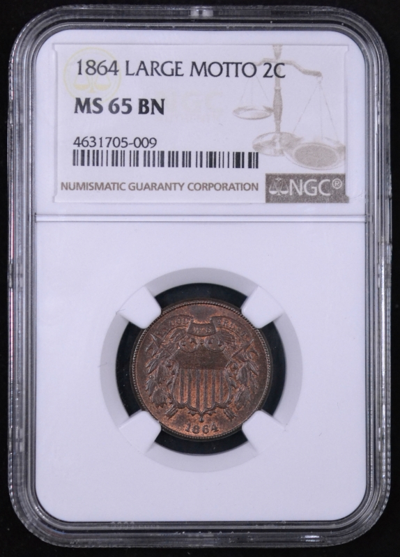 1864 2C Two-Cent Piece Large Motto - NGC MS 65 RB 4631705-009