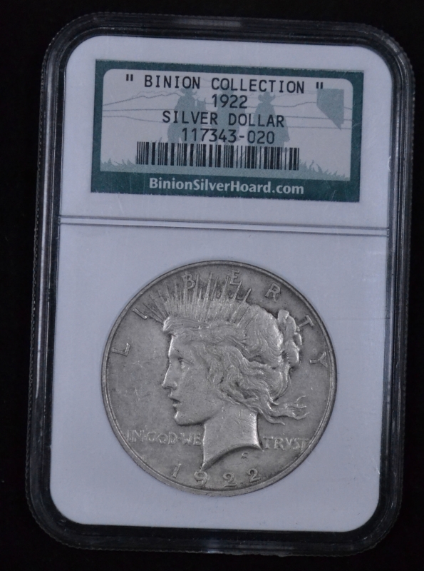 1922 $1 Peace Silver Dollar "Binion Collection" - NGC