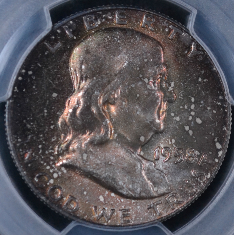 1958-D 50C Ben Franklin Half Dollar Vibrant Color! - PCGS MS 67 FBL ...