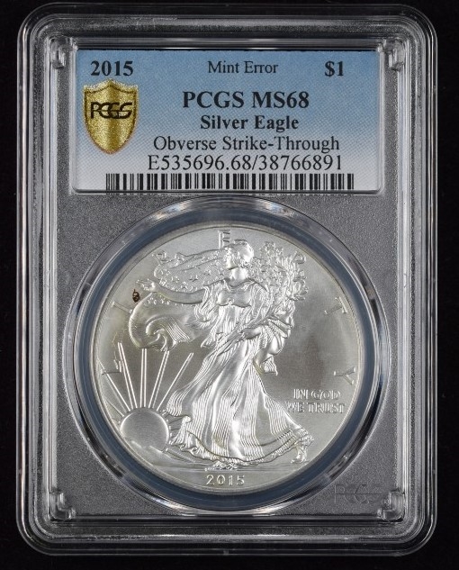 2015 $1 American Silver Eagle *Mint Error* Obverse Strike-Through ...