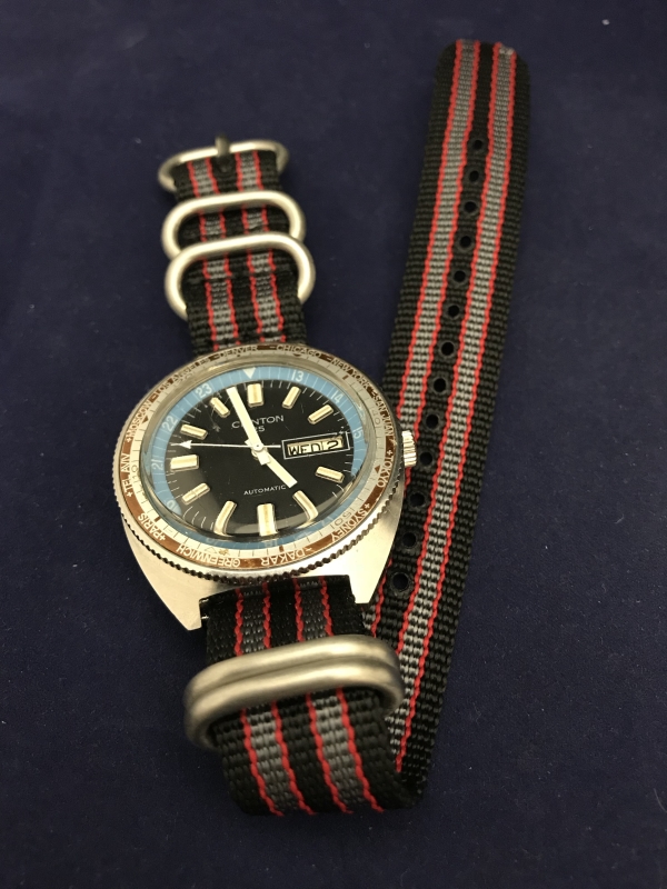 Vintage 70's SWISS Clinton 25j Automatic World Timer Wrist Watch ...