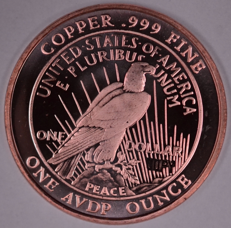 1 oz Copper Round - Peace Dollar