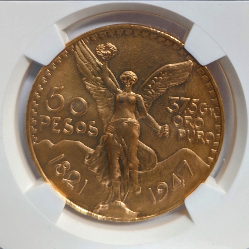 1947 Mexico 50 Pesos - Centenario With Denomination - NGC MS69