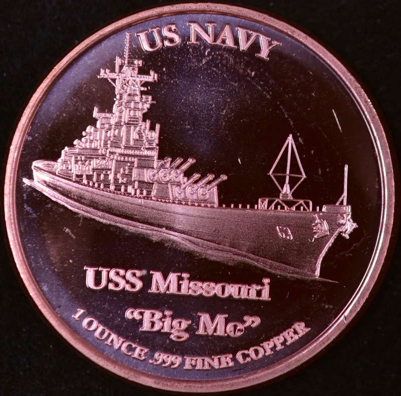 1 oz Copper Round - USS Missouri