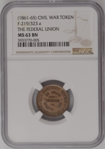 1861-1865 U.S. Civil War Token - The Federal Union - NGC MS63BN