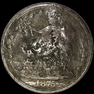 1875-S U.S. $1 - Silver Trade Dollar - Chop Marks