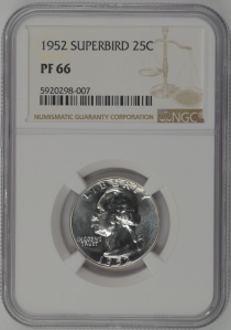 1952 U.S. 25¢ - Washington Silver Quarter Dollar - NGC PF66 (Superbird!)