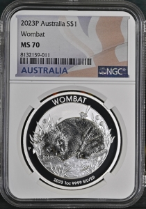 2023-P Australia $1 - 1oz Silver Wombat - NGC MS70