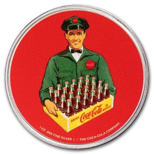 Coca Cola 1oz .999 Silver Round With Coca Cola Truck