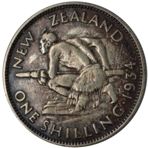 1934 New Zealand 1 Shilling - George V