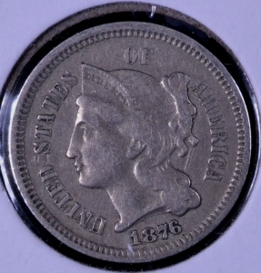 1876 3C Nickel Three-Cent Piece - VF