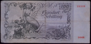 1949 Austria 100 Shilling Note 28339 1446