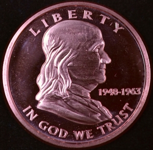 1 oz Copper Round - Benjamin Franklin Half Dollar - 20 Count Roll