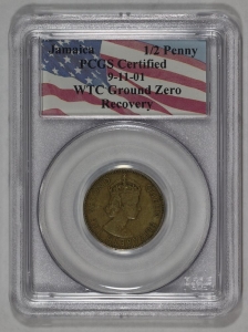 1950-1969 Jamaica 1/2 Penny - WTC Ground Zero Recovery - PCGS Certified